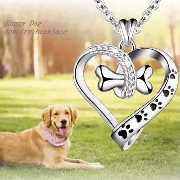 Jewelry | Dog Bone Heart Pendant Necklace | Poshmark